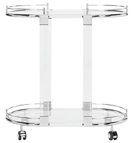 Safavieh Home Collection Lennon Acrylic Trolley Bar Cart, Clear/Silver