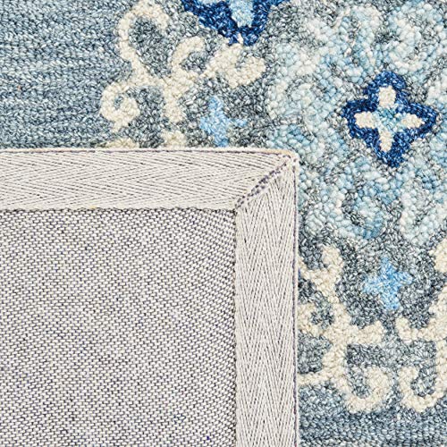 SAFAVIEH Suzani Collection 6' Square Grey/Ivory SZN504F Handmade Boho Premium Wool Area Rug