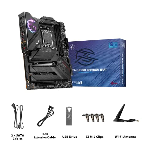 MSI MPG Z790 Carbon WiFi Gaming Motherboard (Supports 12th/13th Gen Intel Processors, LGA 1700, DDR5, PCIe 5.0, M.2, 2.5Gbps LAN, USB 3.2 Gen2, Wi-Fi 6E, ATX)