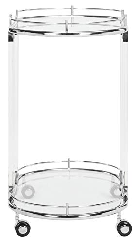 Safavieh Home Collection Lennon Acrylic Trolley Bar Cart, Clear/Silver