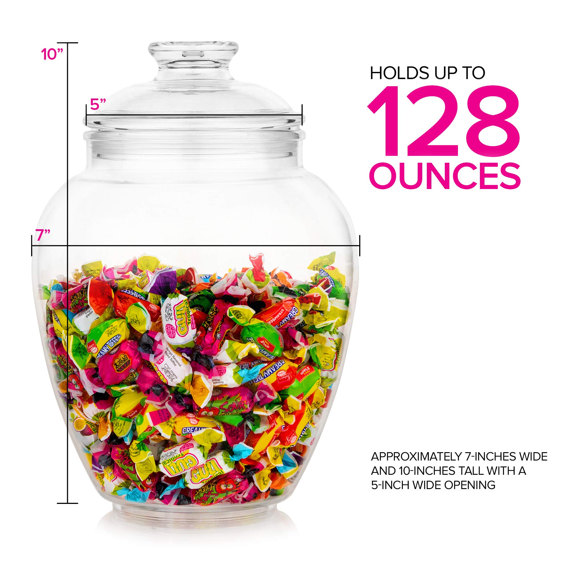 Modern Innovations 128-Ounce Candy & Cookie Jar with Lid, Premium Acrylic Clear Apothecary Jar, Wedding & Home Décor Centerpiece Cookie Candy Buffet Decorative Kitchen Storage Jar