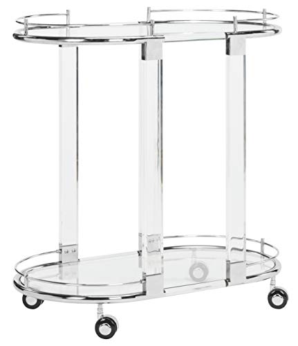 Safavieh Home Collection Lennon Acrylic Trolley Bar Cart, Clear/Silver