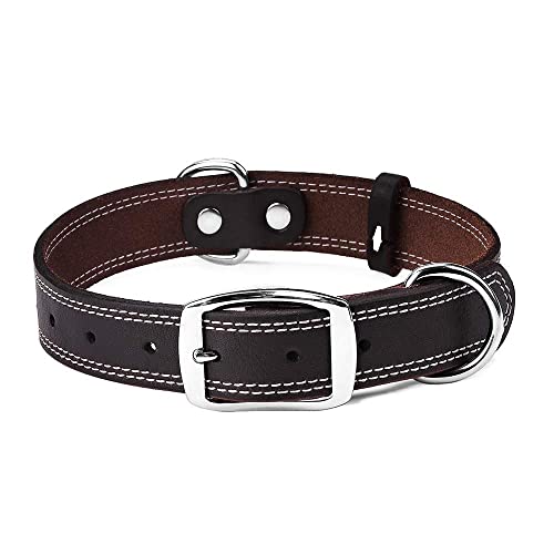 DAIHAQIKO Dog Collar,Leather Dog Collar Classic Heavy Duty Dog Collar Genuine Leather Collar, Soft and Durable for Small, Medium, Large, Extra Large Breed Dogs