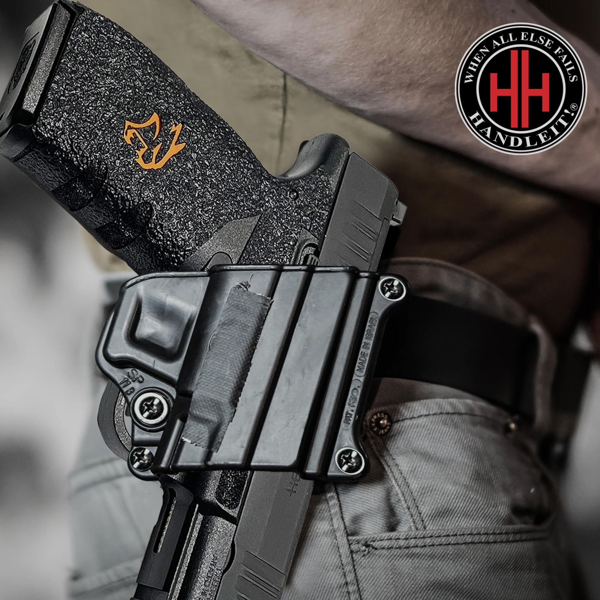 Handleitgrips Gun Grip Tape Compatible with Springfield Hellcat Pro - Black Textured Rubber Pistol Grip Tape with Orange Insert, Easy Installation, Gun Parts & Accessories, Veteran Owned, Made in USA