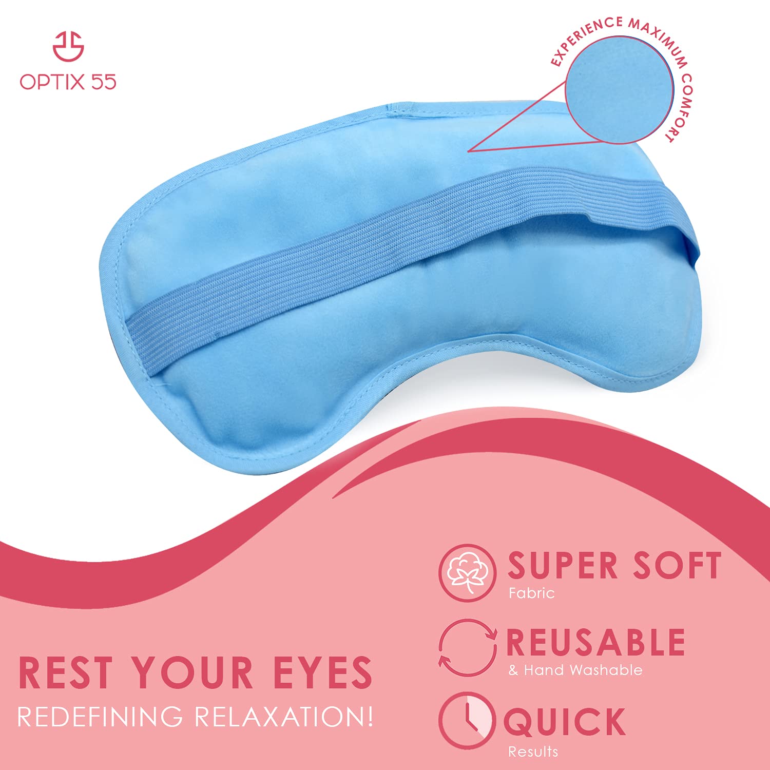Gel Eye Mask - Hot or Cold Compress Pack Eye Therapy | Cooling Eye Mask for Dark Circles & Puffiness, Puffy Eyes, Dry Eyes, Headaches, Migraines, Sinus - Reusable Eye Face Mask | Ergo Gel Bead (Pink)