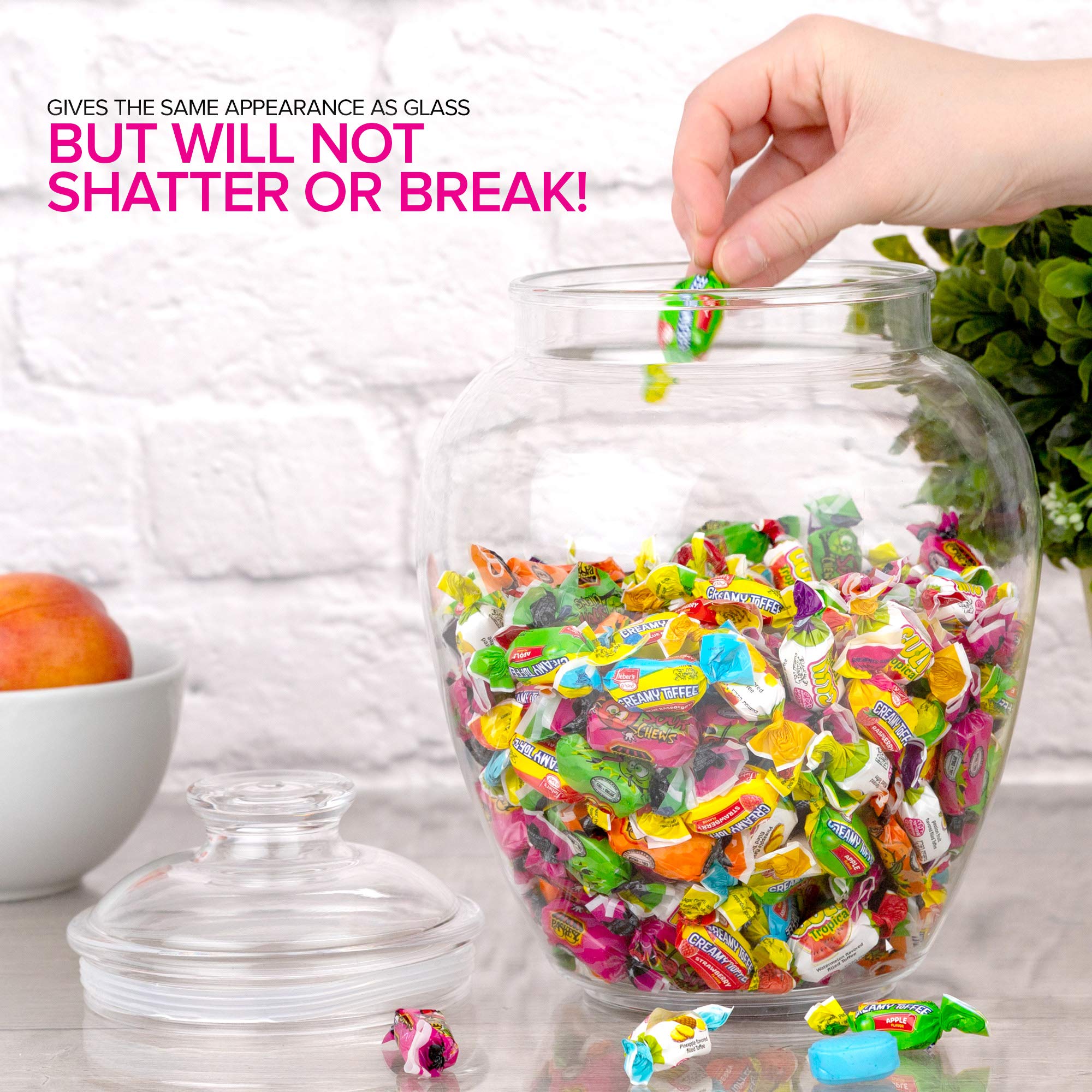 Modern Innovations 128-Ounce Candy & Cookie Jar with Lid, Premium Acrylic Clear Apothecary Jar, Wedding & Home Décor Centerpiece Cookie Candy Buffet Decorative Kitchen Storage Jar