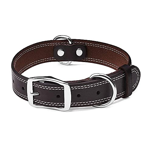 DAIHAQIKO Dog Collar,Leather Dog Collar Classic Heavy Duty Dog Collar Genuine Leather Collar, Soft and Durable for Small, Medium, Large, Extra Large Breed Dogs
