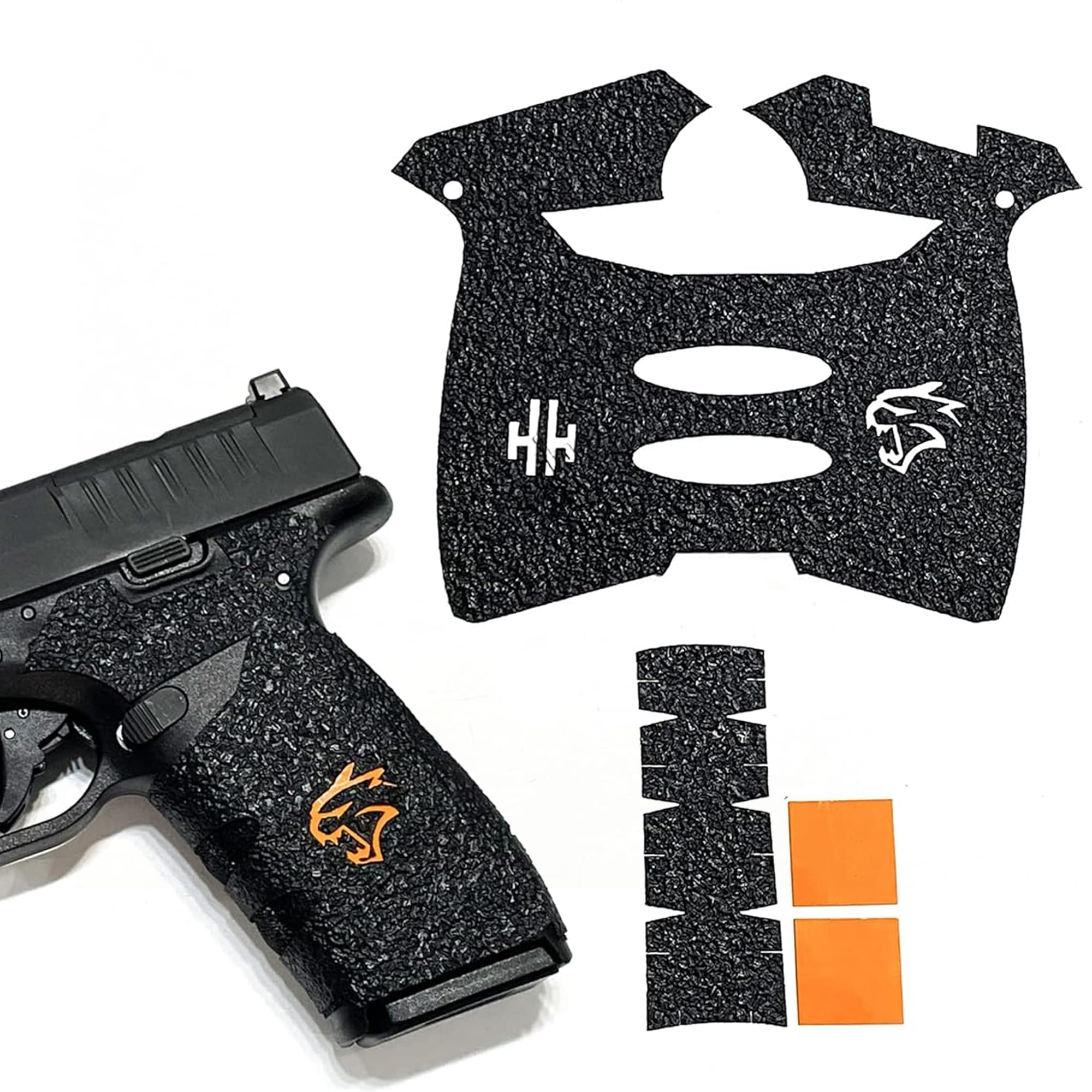 Handleitgrips Gun Grip Tape Compatible with Springfield Hellcat Pro - Black Textured Rubber Pistol Grip Tape with Orange Insert, Easy Installation, Gun Parts & Accessories, Veteran Owned, Made in USA