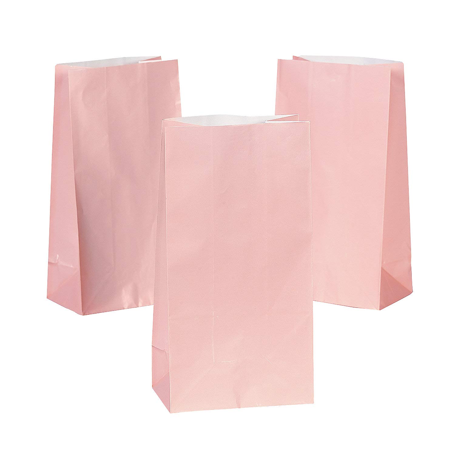 Fun Express - Pastel Pink Paper Bags for Party - Party Supplies - Bags - Paper Treat Bags - Party - 12 Pieces