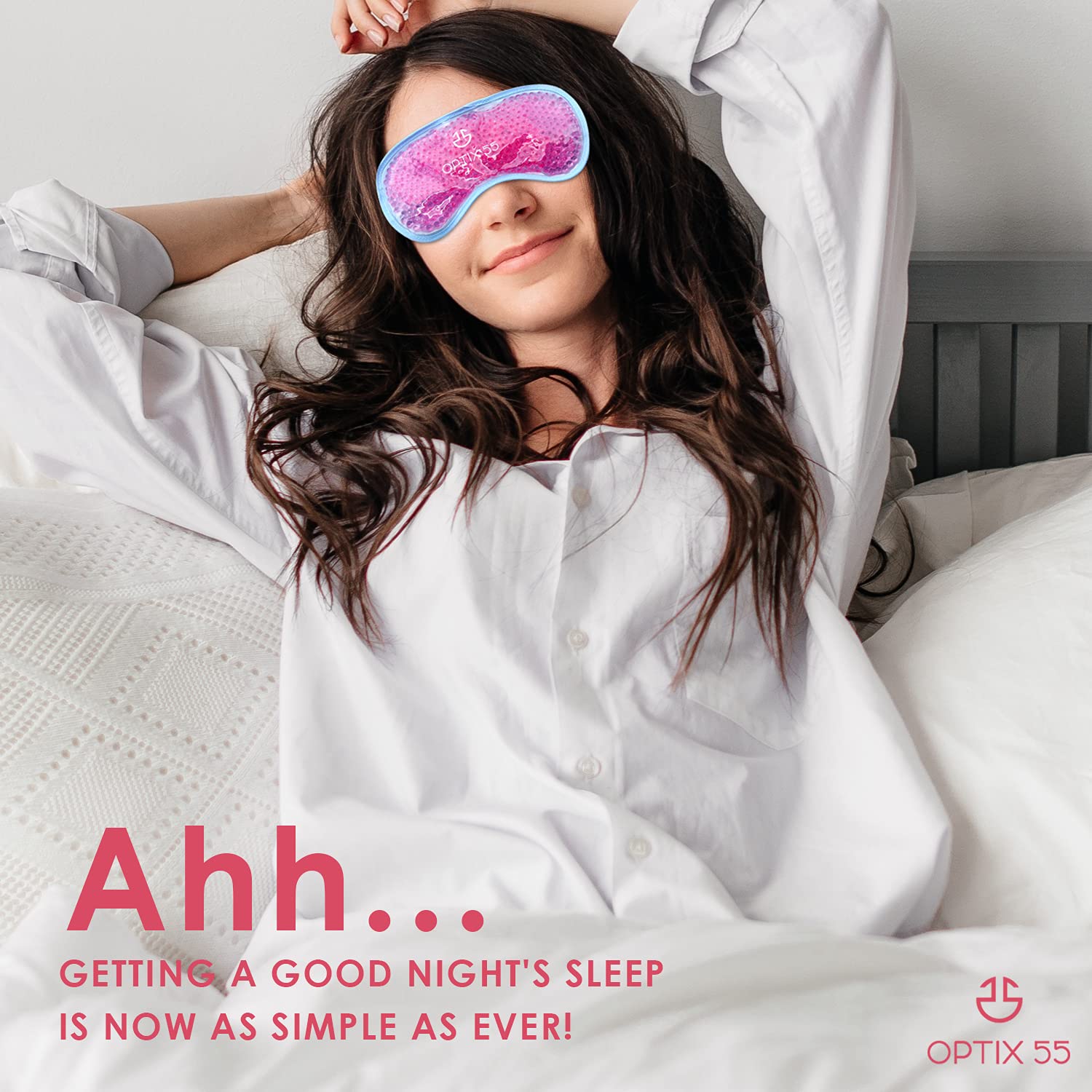 Gel Eye Mask - Hot or Cold Compress Pack Eye Therapy | Cooling Eye Mask for Dark Circles & Puffiness, Puffy Eyes, Dry Eyes, Headaches, Migraines, Sinus - Reusable Eye Face Mask | Ergo Gel Bead (Pink)