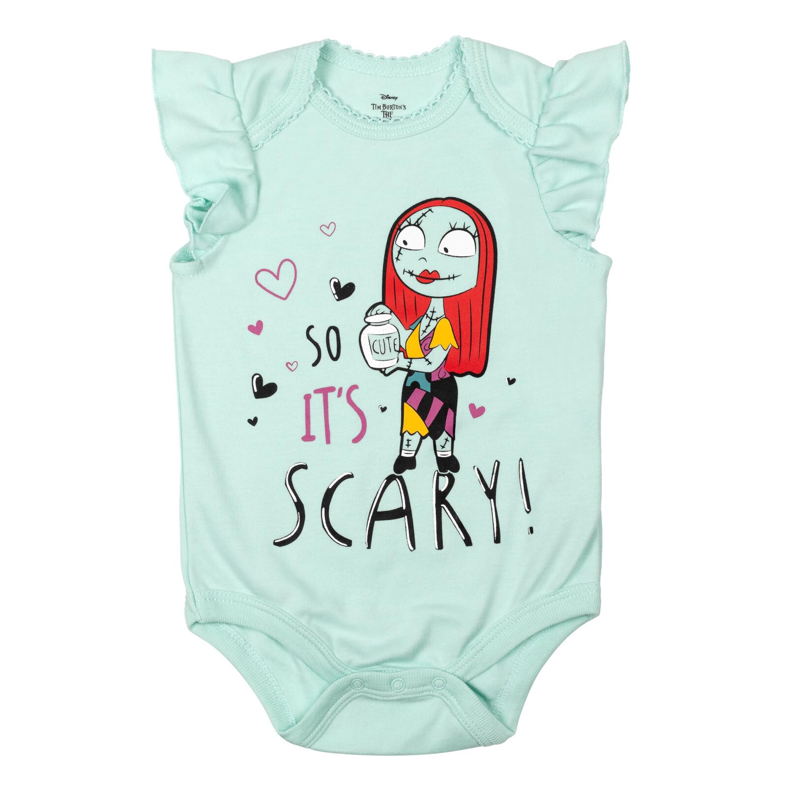 Disney Nightmare Before Christmas Jack Skellington Sally Infant Baby Girls 5 Pack Cuddly Short Sleeve Baby Bodysuits Multicolor 18 Months