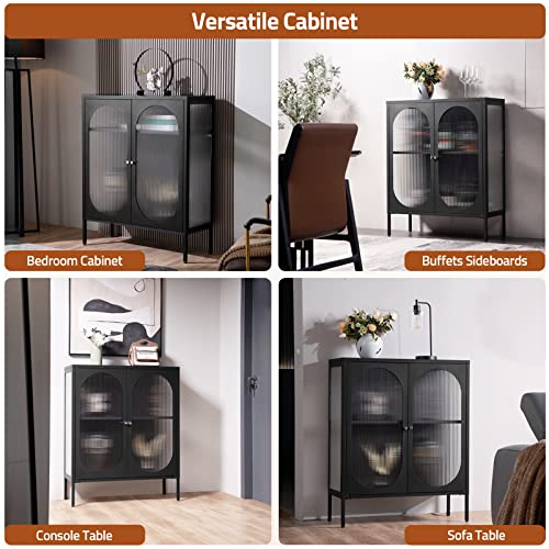 SICOTAS Modern Sideboard Cabinets, Accent Buffet Storage Cabinet with Glass Doors, Free Standing Cabinet for Living Room Bedroom, Cupboard Console Table for Home Kitchen Dining Room