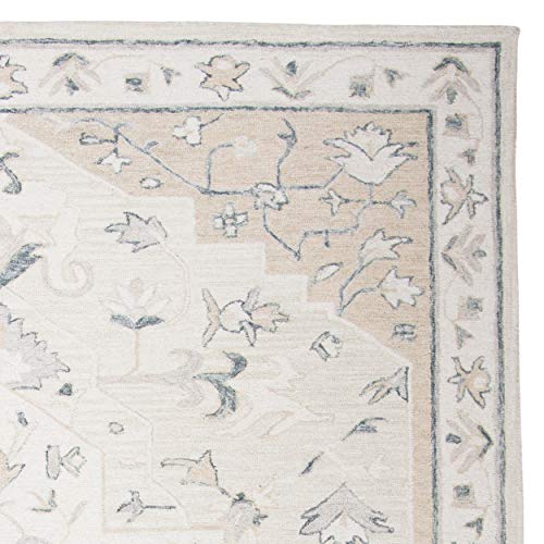 Safavieh Micro-Loop Collection 8' x 10' Beige/Ivory MLP505B Handmade Medallion Premium Wool Area Rug