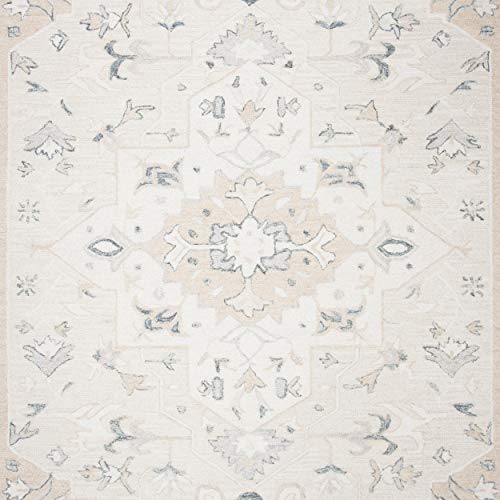 Safavieh Micro-Loop Collection 8' x 10' Beige/Ivory MLP505B Handmade Medallion Premium Wool Area Rug