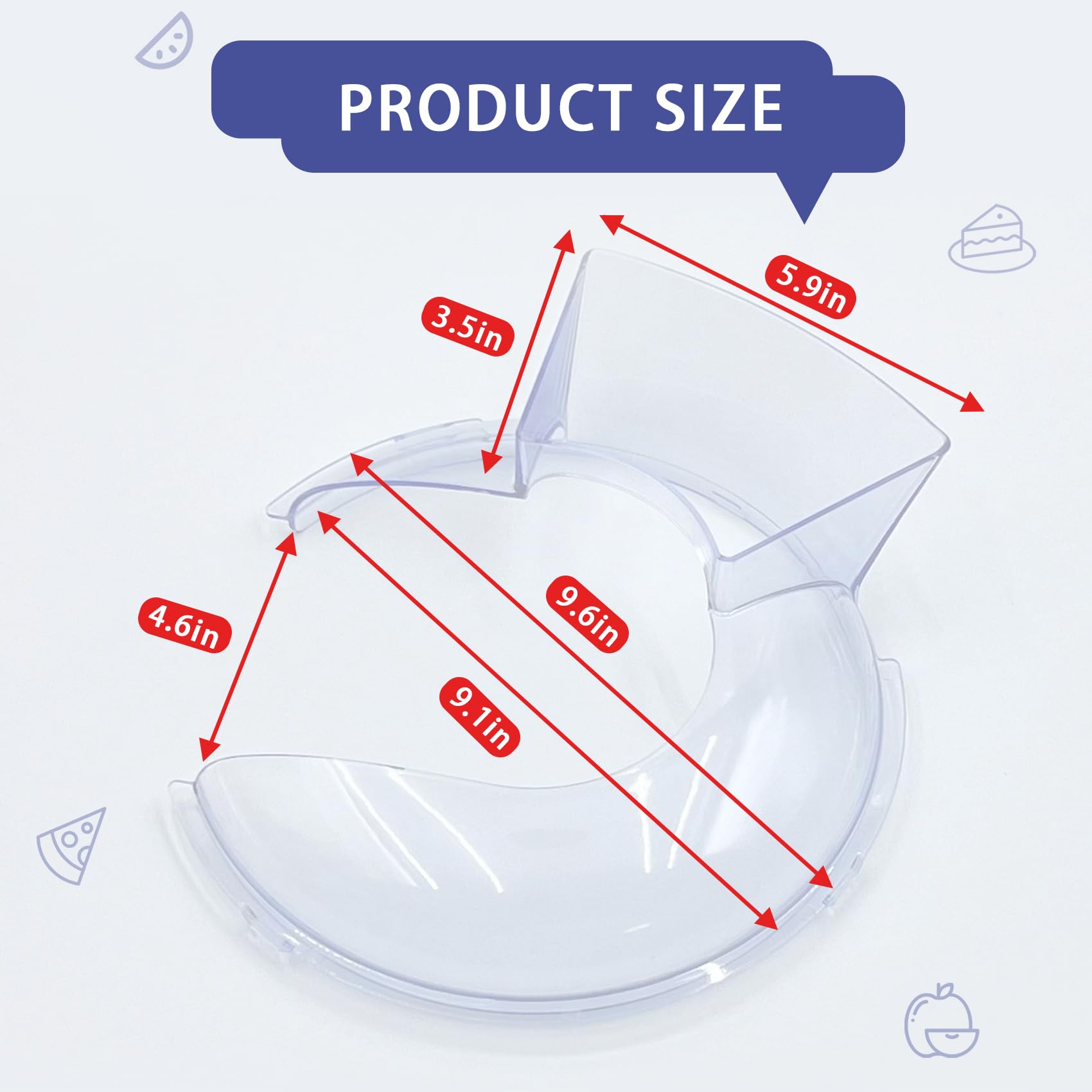 KSMBLPS Pouring Shield Fit For kitchenaid 5.5, 6, 7, 8 Quart Stainless Steel Bowl(Diameter is Between 9.1~9.6 IN), Splash Guard Bowl-Lift Stand Mixer Accessories Three-Year Free Replacement