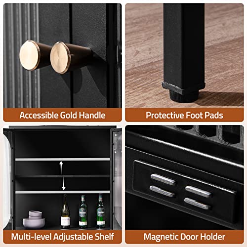 SICOTAS Modern Sideboard Cabinets, Accent Buffet Storage Cabinet with Glass Doors, Free Standing Cabinet for Living Room Bedroom, Cupboard Console Table for Home Kitchen Dining Room