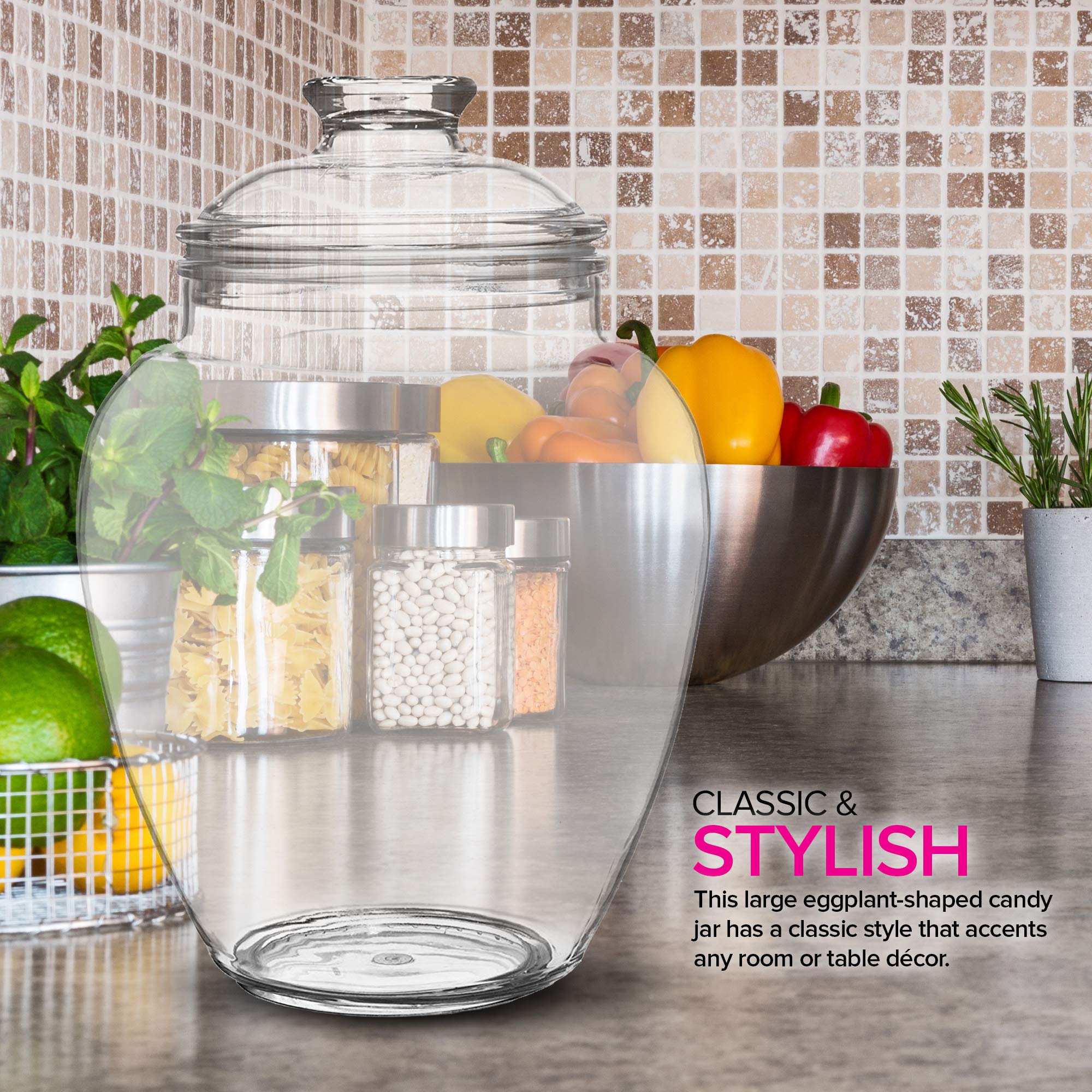 Modern Innovations 128-Ounce Candy & Cookie Jar with Lid, Premium Acrylic Clear Apothecary Jar, Wedding & Home Décor Centerpiece Cookie Candy Buffet Decorative Kitchen Storage Jar