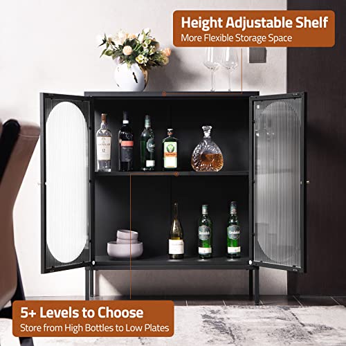 SICOTAS Modern Sideboard Cabinets, Accent Buffet Storage Cabinet with Glass Doors, Free Standing Cabinet for Living Room Bedroom, Cupboard Console Table for Home Kitchen Dining Room