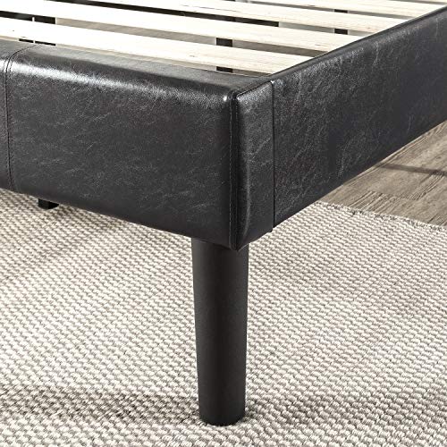 Zinus Gerard Faux Leather Upholstered Platform Bed Frame / Mattress Foundation / Wood Slat Support / No Box Spring Needed / Easy Assembly, Queen