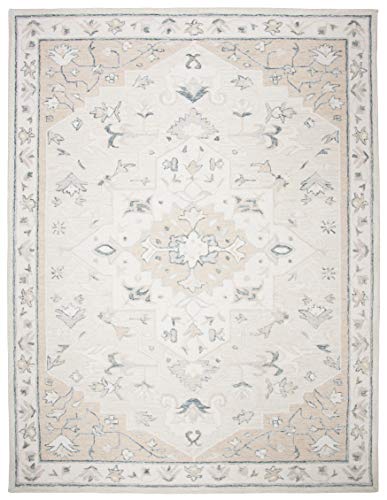Safavieh Micro-Loop Collection 8' x 10' Beige/Ivory MLP505B Handmade Medallion Premium Wool Area Rug
