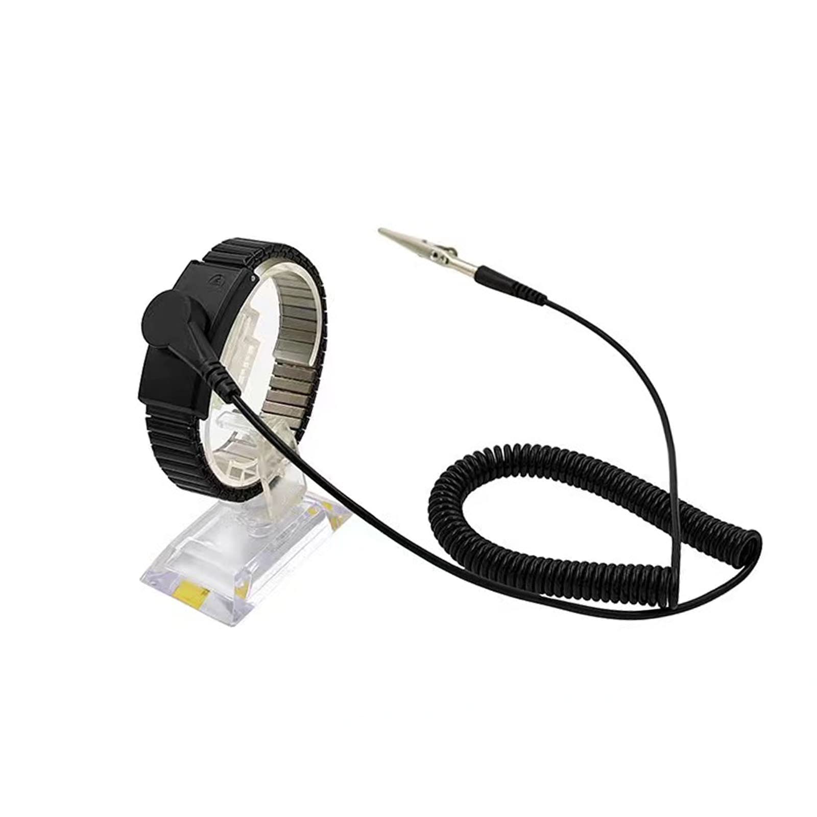 Metal Anti Static Wrist Strap Adjustable Length Silicone ESD Mat Anti -Static Bracelet Computer Electronic IC Repair and Use (Black)
