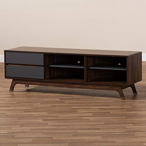 Baxton Studio TV Stands, Grey/Walnut