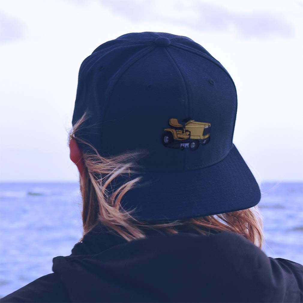 Custom Baseball Cap Riding Lawn Mower B Embroidery Trucks Acrylic Dad Hats for Men & Women Yellow Design Only