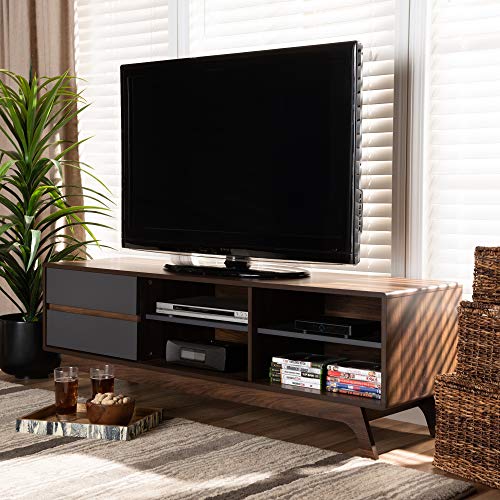 Baxton Studio TV Stands, Grey/Walnut