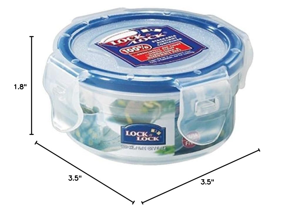 Lock & Lock, No BPA, Water Tight, Food Storage Container, 3-oz, Pack of 4, HPL931