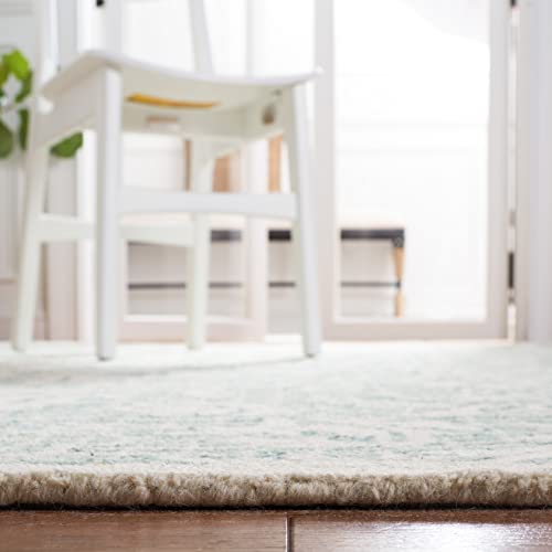 SAFAVIEH Micro-Loop Collection 5' Square Grey/Ivory MLP379F Handmade Premium Wool Area Rug