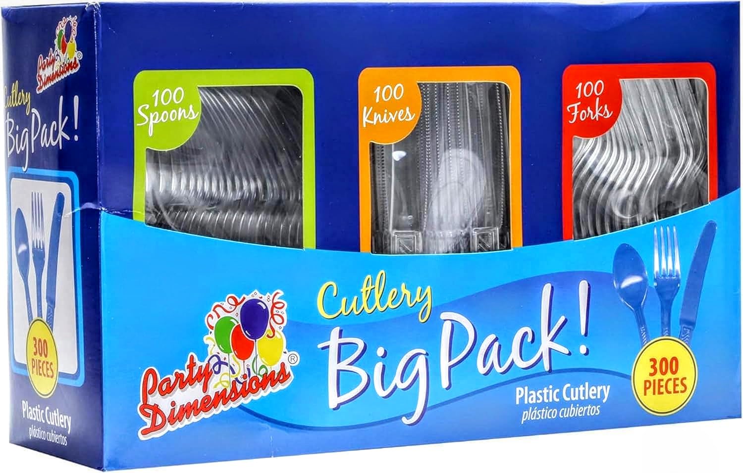 Party Dimensions 300 Count Cutlery Combo Box, Clear, Combo Box, Clear 300 Count