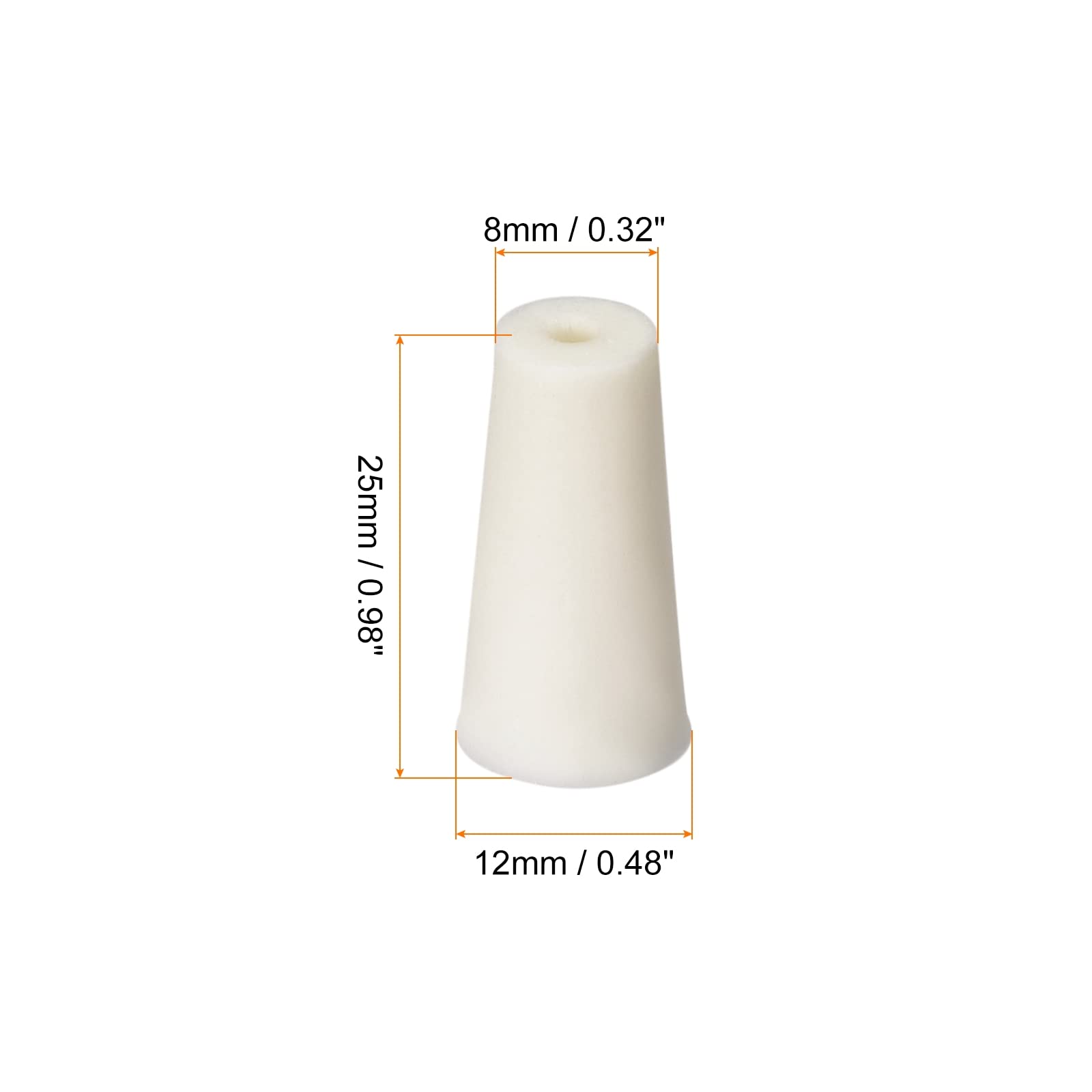 Rebower Solid Lab Rubber Stoppers Drilled Silicone Plugs, [for Glass Ports, Pipe Mouths] - 8-12mm /Beige/ 5Pcs