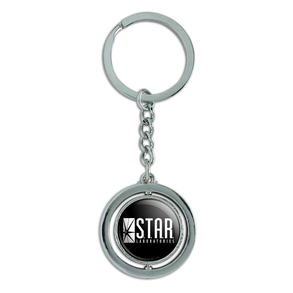 GRAPHICS & MORE The Flash TV Series STAR Labs Logo Keychain Spinning Round Chrome Plated Metal