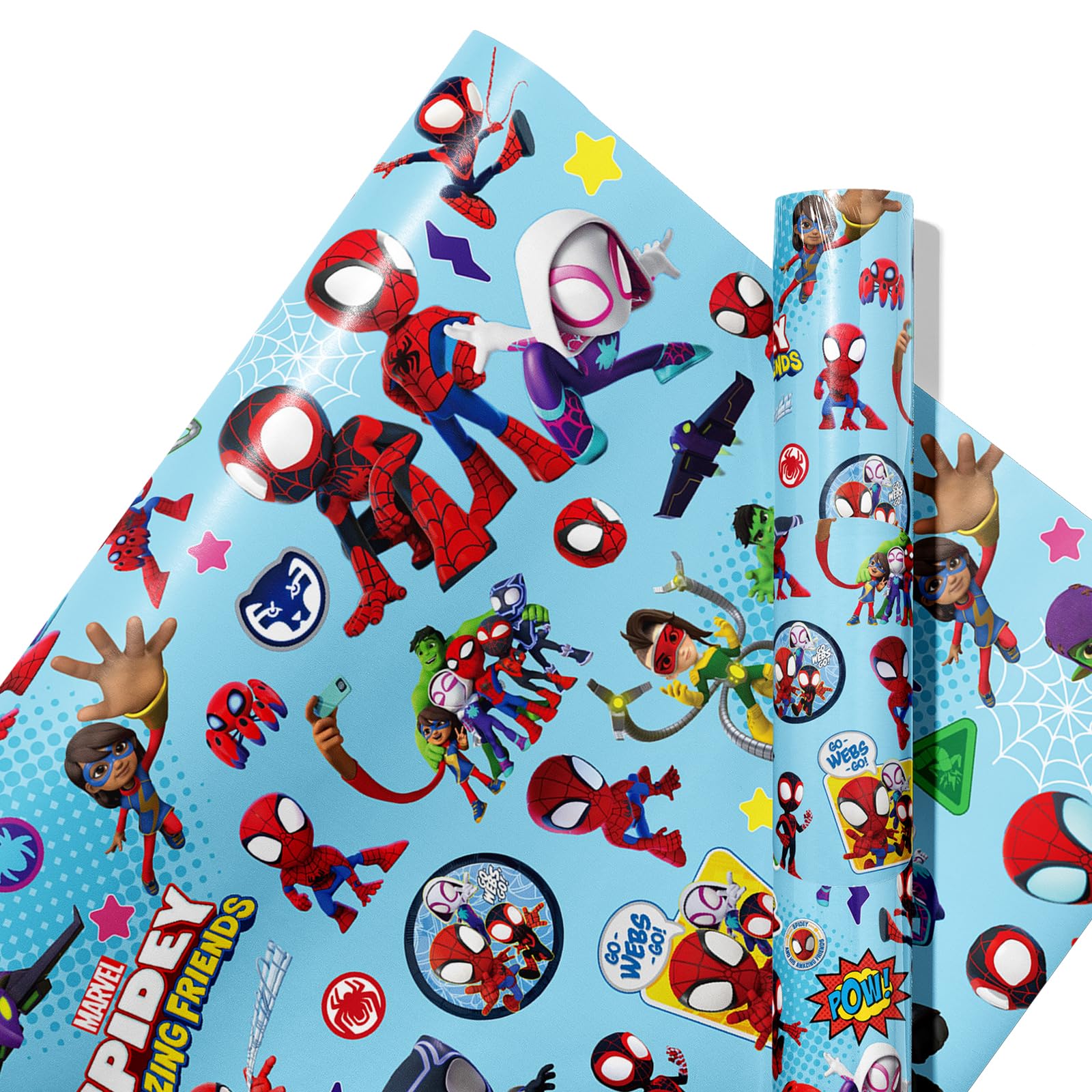 5 Pcs Spidey Wrapping Paper Spidey and His Amazing Friends Gift Wrap Bulk Art Paper Folded Flat for Baby Shower Spidey and His Amazing Friends Birthday Party Decorations Wedding DIY Crafts Gift