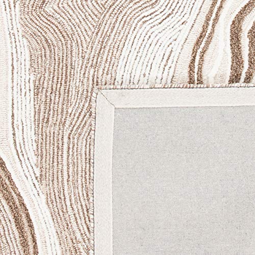Safavieh Fifth Avenue Collection 8' x 8' Square Beige/Ivory FTV121B Handmade Modern Abstract New Zealand Wool Area Rug