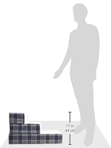 Zinus Cozy Pet Stairs/Pet Ramp/Pet Ladder/Grey Checked, Small
