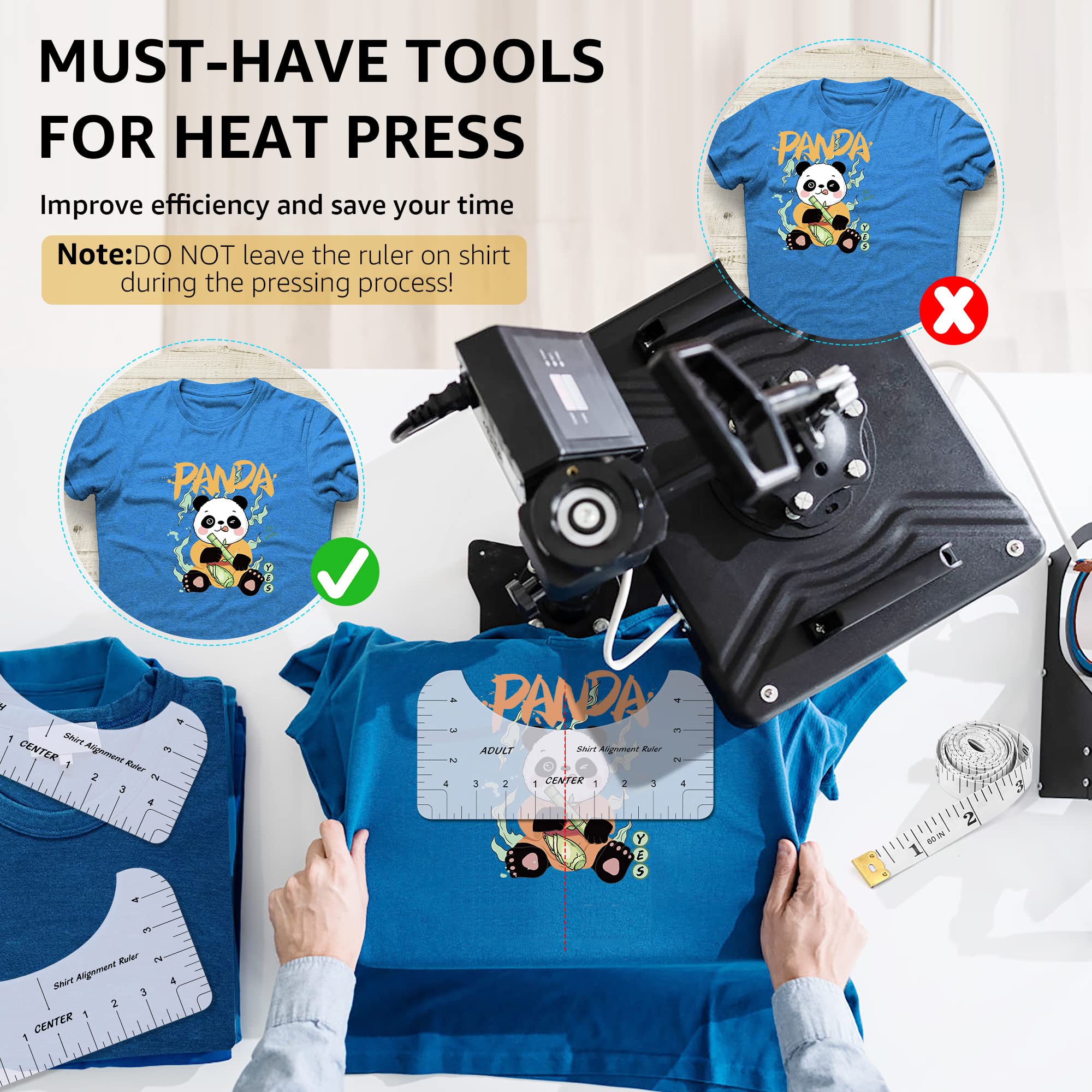 10 pcs Tshirt Ruler Guide Vinyl Alignment Tool - Sublimation Accessories, t Shirt rulers to Center Designs,for Adult Youth Toddler Infant