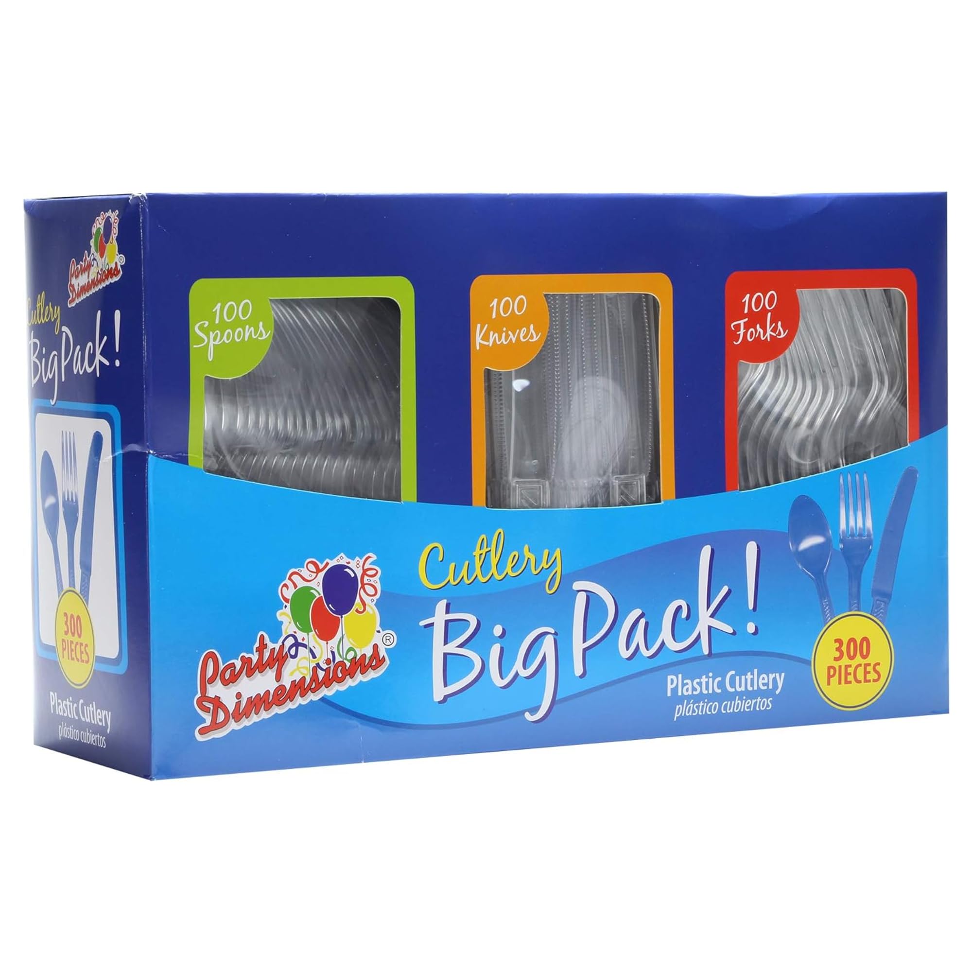 Party Dimensions 300 Count Cutlery Combo Box, Clear, Combo Box, Clear 300 Count
