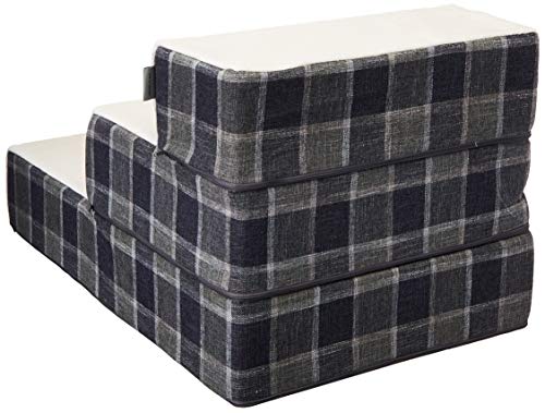 Zinus Cozy Pet Stairs/Pet Ramp/Pet Ladder/Grey Checked, Small