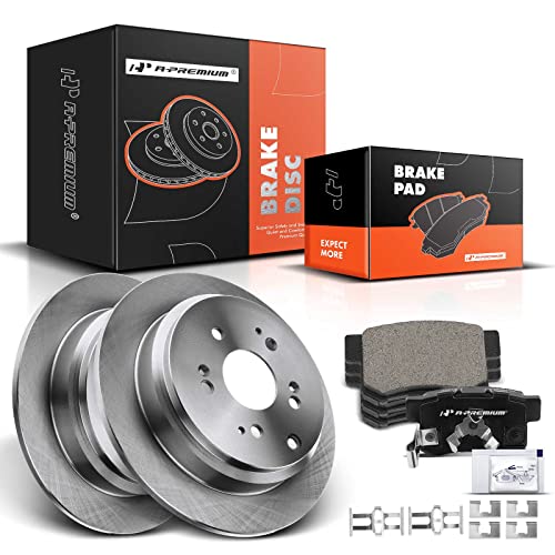 A-Premium 11.99 inch (304.5mm) Front Solid Disc Brake Rotors + Ceramic Pads Kit Compatible with Select Acura and Honda Models - RDX 2010-2018, CR-V 2005-2016, 6-PC Set