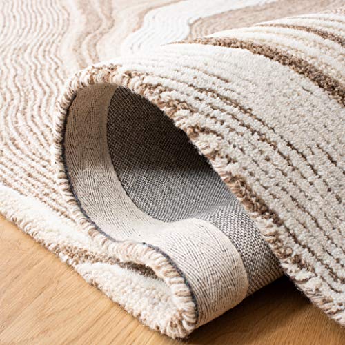 Safavieh Fifth Avenue Collection 8' x 8' Square Beige/Ivory FTV121B Handmade Modern Abstract New Zealand Wool Area Rug