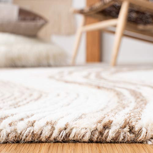 Safavieh Fifth Avenue Collection 8' x 8' Square Beige/Ivory FTV121B Handmade Modern Abstract New Zealand Wool Area Rug