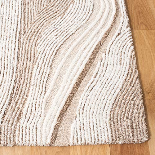 Safavieh Fifth Avenue Collection 8' x 8' Square Beige/Ivory FTV121B Handmade Modern Abstract New Zealand Wool Area Rug