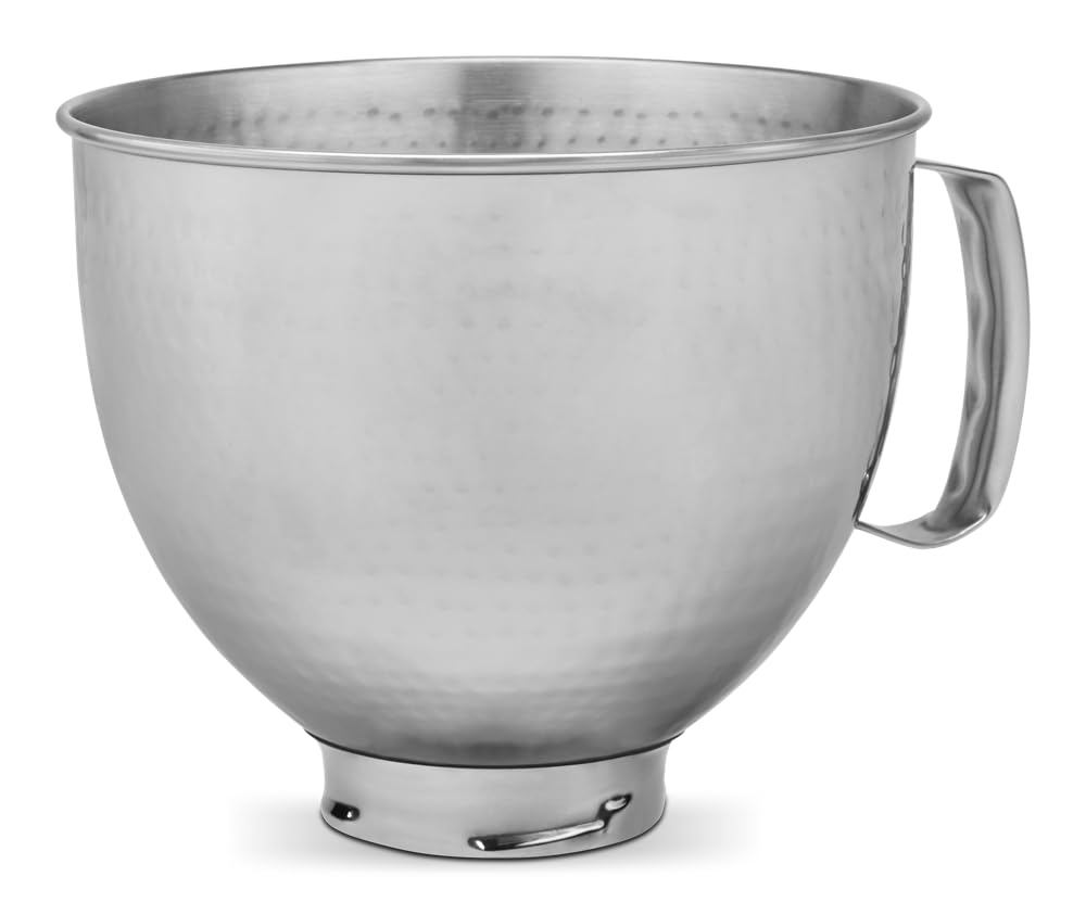 KitchenAid 5 Quart Stainless Steel Bowl for all KitchenAid 4.5-5 Quart Tilt-Head Stand Mixers KSM5SSBHM, Hammered Stainless