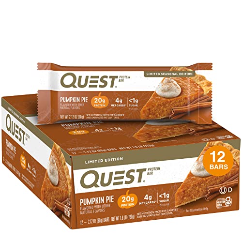 Quest Nutrition Pumpkin Pie Protein Bar, High Protein, Low Carb, Gluten Free, 12 Count