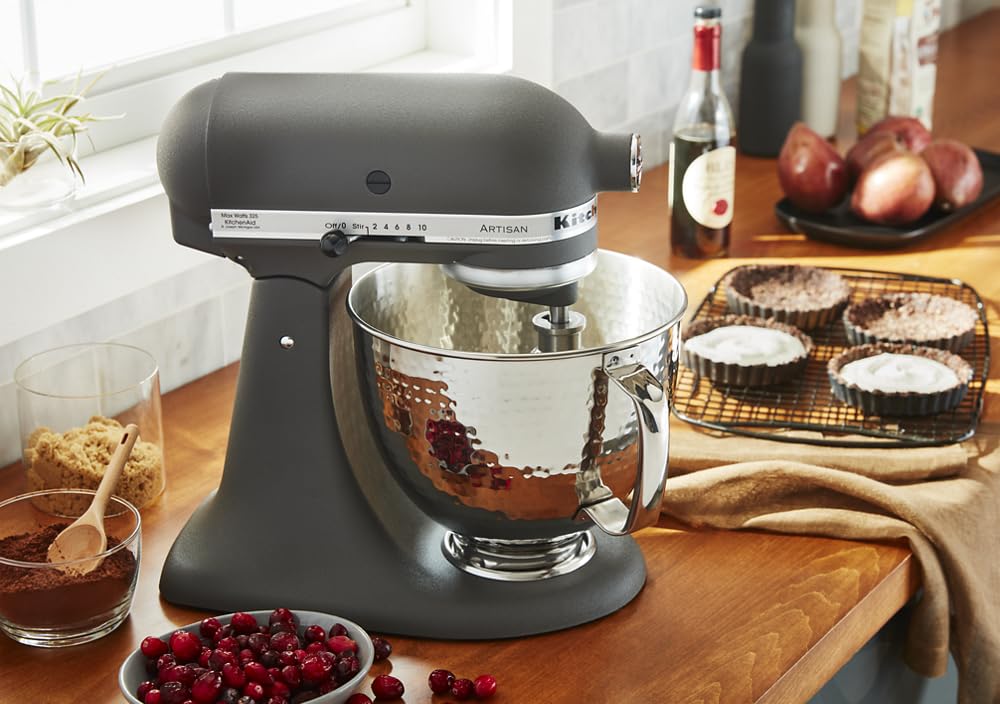 KitchenAid 5 Quart Stainless Steel Bowl for all KitchenAid 4.5-5 Quart Tilt-Head Stand Mixers KSM5SSBHM, Hammered Stainless