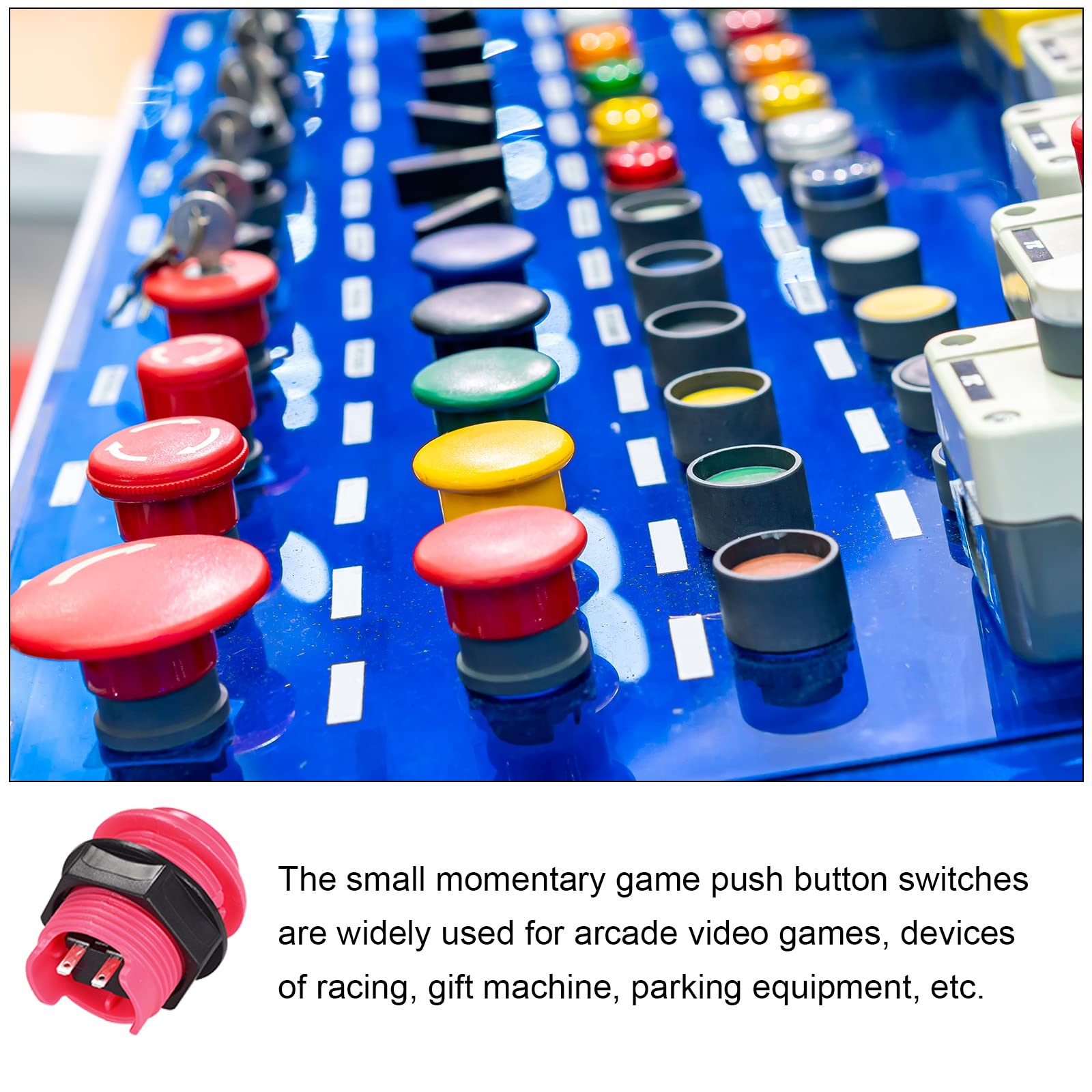 Rebower Momentary Game Push Button Switches Game Small Button [for Arcade Video Game] -M28/Pink/10 Pcs