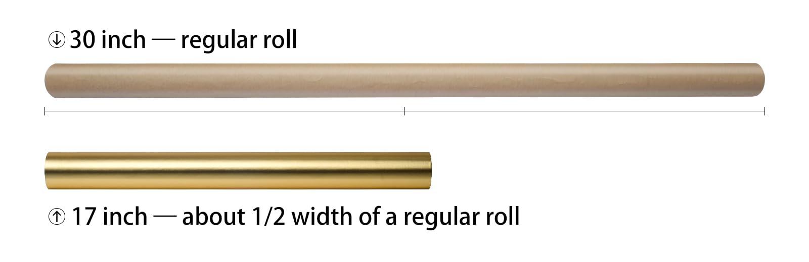 LDGOOAEL Mini Short Small Christmas Wrapping Paper Roll (17 inches X 32.8 feet) - Matte Gold for Holiday, Birthday, Wedding, Baby Shower …