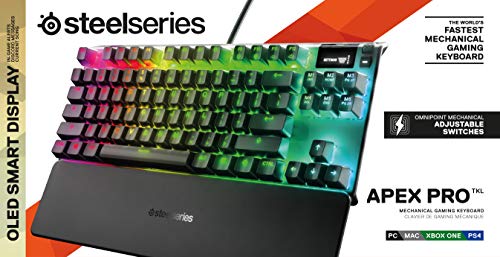SteelSeries Apex Pro TKL HyperMagnetic Gaming Keyboard - Adjustable Actuation - Esport TKL Format - OLED Display - RGB - PBT Keys - USB-A - Nordic QWERTY