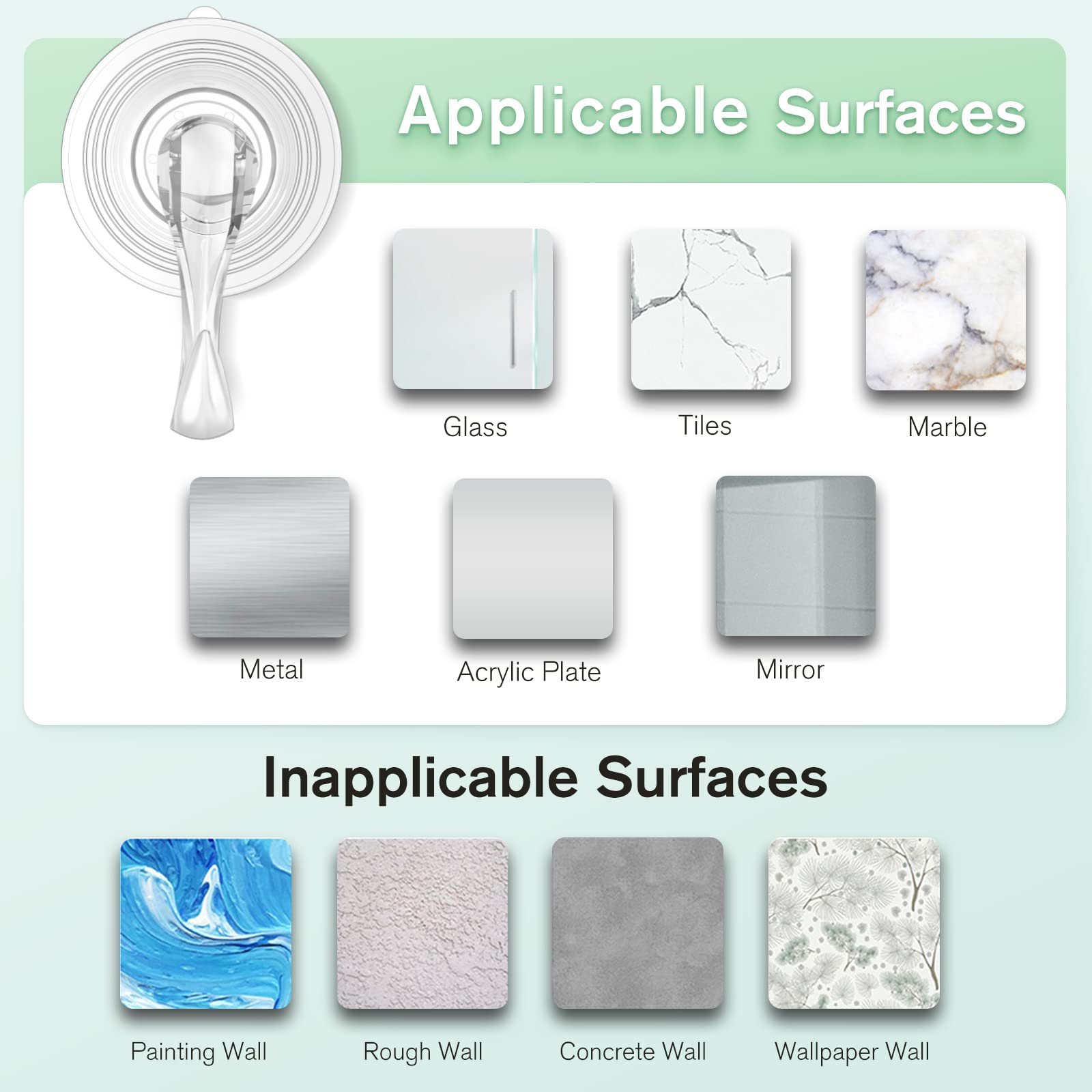 VIS'V Suction Cup Hooks, Large Clear Heavy Duty Vacuum Suction Hooks with Wipes Removable Strong Window Glass Door Kitchen Bathroom Shower Wall Suction Hanger for Towel Loofah Utensils Wreath - 5 Pcs